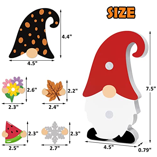 Huray Rayho Interchangeable Wooden Gnome Decor Holiday Seasonal Tiered Tray Decorative with 25 PCS Magnet Swappable Pieces Detachable Hat Office Home Sign Fall Thanksgiving Christmas Housewarming Gift