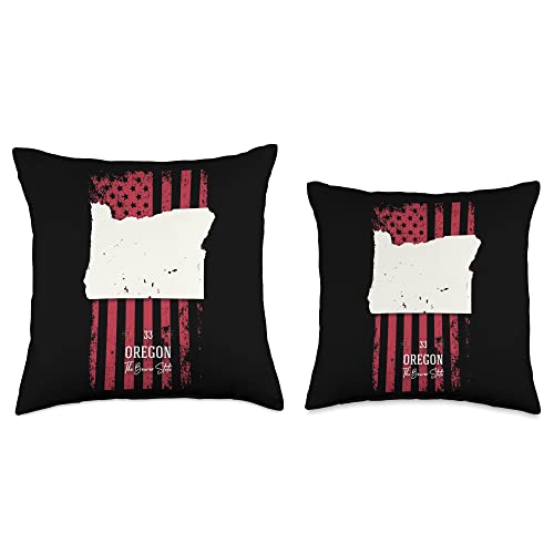 Oregon State Map USA Throw Pillow, 16x16, Multicolor