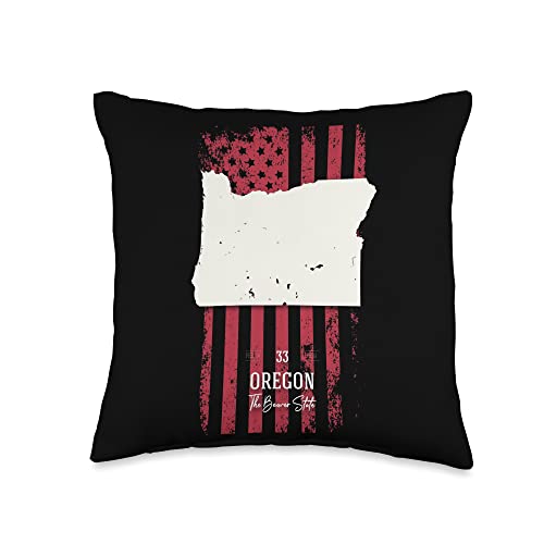 Oregon State Map USA Throw Pillow, 16x16, Multicolor