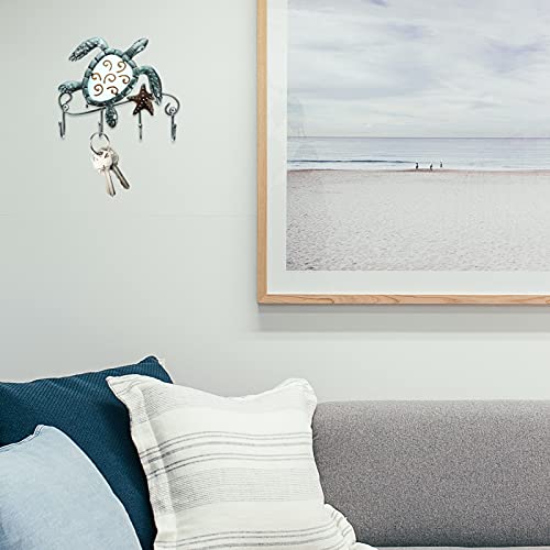 Garneck Rustic Iron Wall Hooks Key Rack Holder Metal Sea Turtle Wall Sculpture Nautical Coastal Wall Hanger Robe Hooks Clothes Hat Coat Towel Hooks for Bedroom Bathroom Kitchen