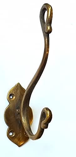 hardwarefinds Large Solid Brass Vintage Antique Style Ornate Double Coat Hat Towel Hook 6 C11