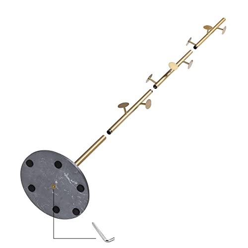 FLRH Coat Rack Tree, 66" Modern Metal Hall Coat Tree With 7 Hooks for Coats, Free Standing Metal Coat Rack and Hat Hanger Organizer Rack, with Weighted Stable Marble Base (Gold)
