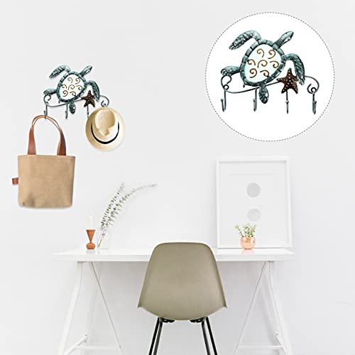 Garneck Rustic Iron Wall Hooks Key Rack Holder Metal Sea Turtle Wall Sculpture Nautical Coastal Wall Hanger Robe Hooks Clothes Hat Coat Towel Hooks for Bedroom Bathroom Kitchen