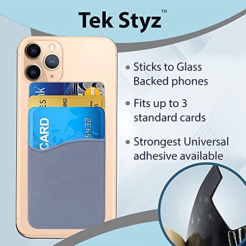 Tek Styz PRO Stick on Wallet Works for Maxwest TAB 7160DC with Room for 3 Cards/ID/Money 3pack (Black,Gray,White)