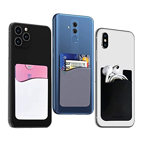 Tek Styz PRO Stick on Wallet Works for Maxwest TAB 7160DC with Room for 3 Cards/ID/Money 3pack (Black,Gray,White)