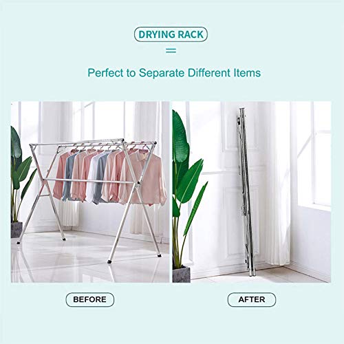 Kdpranky Clothes Drying Rack, Heavy Duty Foldable Laundry Drying Rack, Retractable Space Saving Drying Rack, Stainless Steel Garment Rack for Indoor and Outdoor Use, 1.5M/59IN