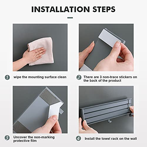 Beautytang Swing Towel Holder Rack,Wall Mounted Towel Bar Swivel Arm Hand with Hooks 3-Arm,Space Saving White Magnetic Towel Bar,Self Adhesive Punch-Free Towel Rack for Bathroom Kitchen