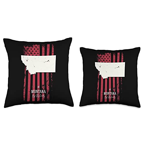 Montana State Map USA Throw Pillow, 18x18, Multicolor