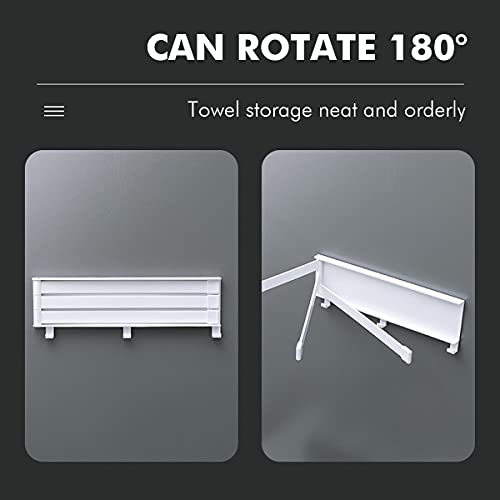Beautytang Swing Towel Holder Rack,Wall Mounted Towel Bar Swivel Arm Hand with Hooks 3-Arm,Space Saving White Magnetic Towel Bar,Self Adhesive Punch-Free Towel Rack for Bathroom Kitchen