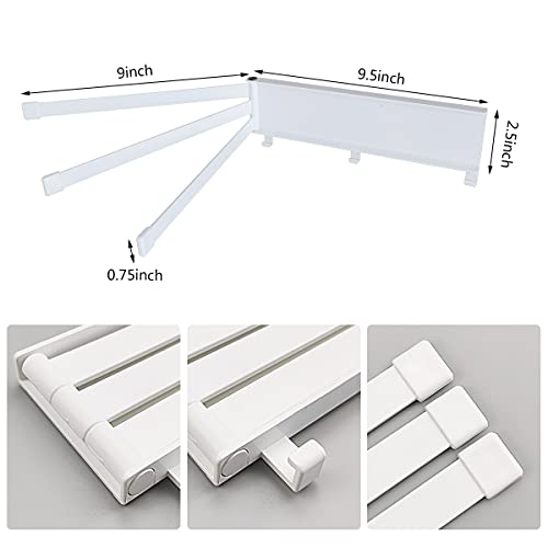 Beautytang Swing Towel Holder Rack,Wall Mounted Towel Bar Swivel Arm Hand with Hooks 3-Arm,Space Saving White Magnetic Towel Bar,Self Adhesive Punch-Free Towel Rack for Bathroom Kitchen