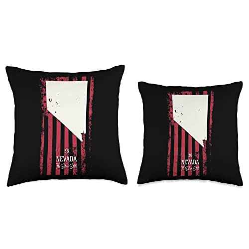 Nevada State Map USA Throw Pillow, 18x18, Multicolor