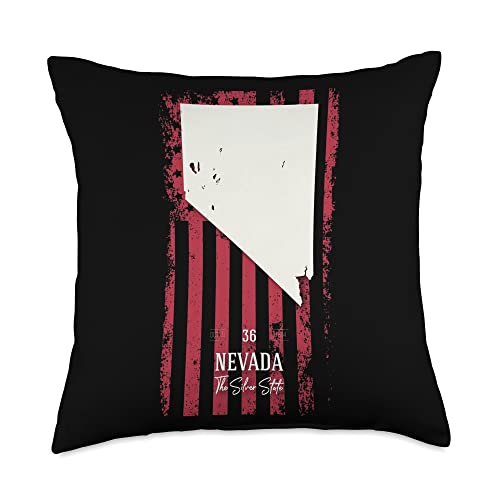 Nevada State Map USA Throw Pillow, 18x18, Multicolor