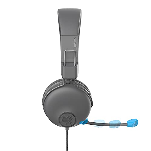 JLab JBuddies Learn On-Ear Kids Headphones | Retractable Boom Mic | Built-in Volume Regulators for Safety | Folding | Adjustable | Great for Schooling Homework and Virtual Classes
