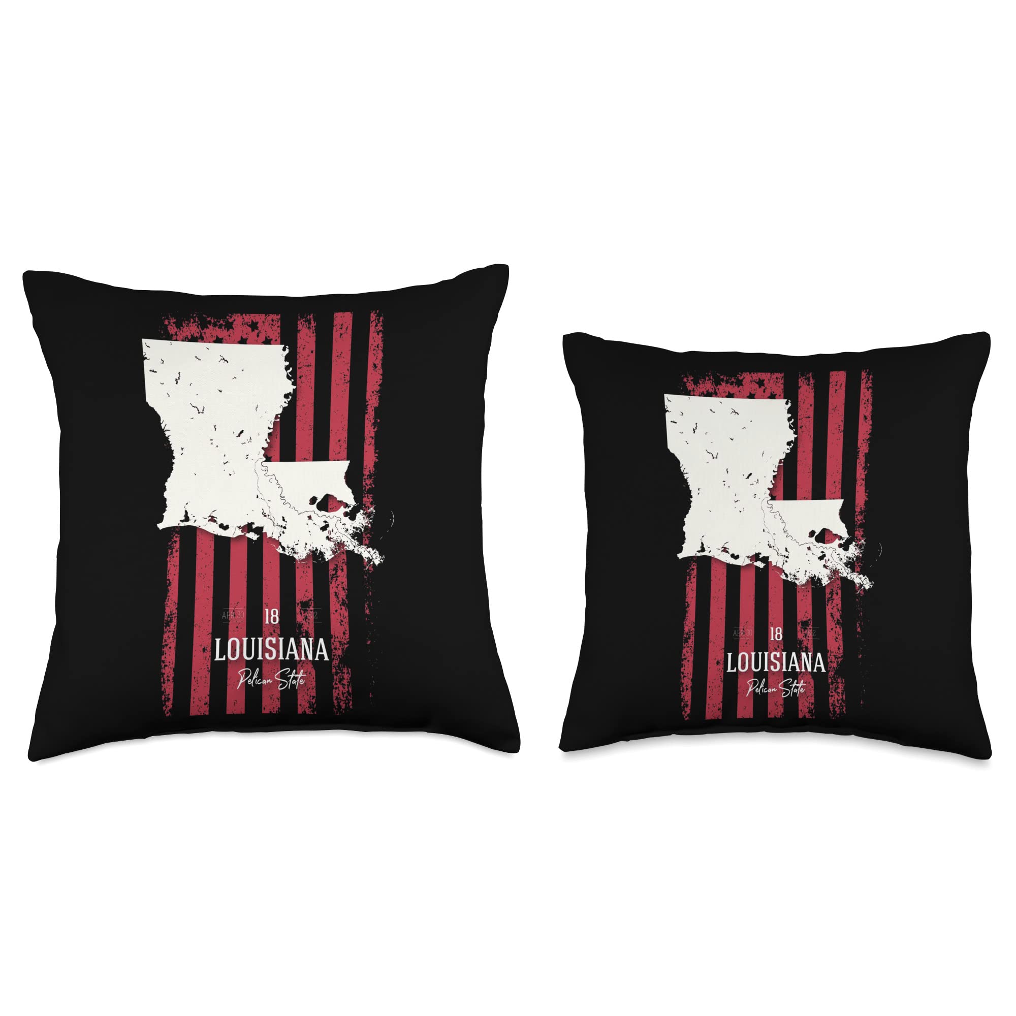 Louisiana State Map USA Throw Pillow, 16x16, Multicolor