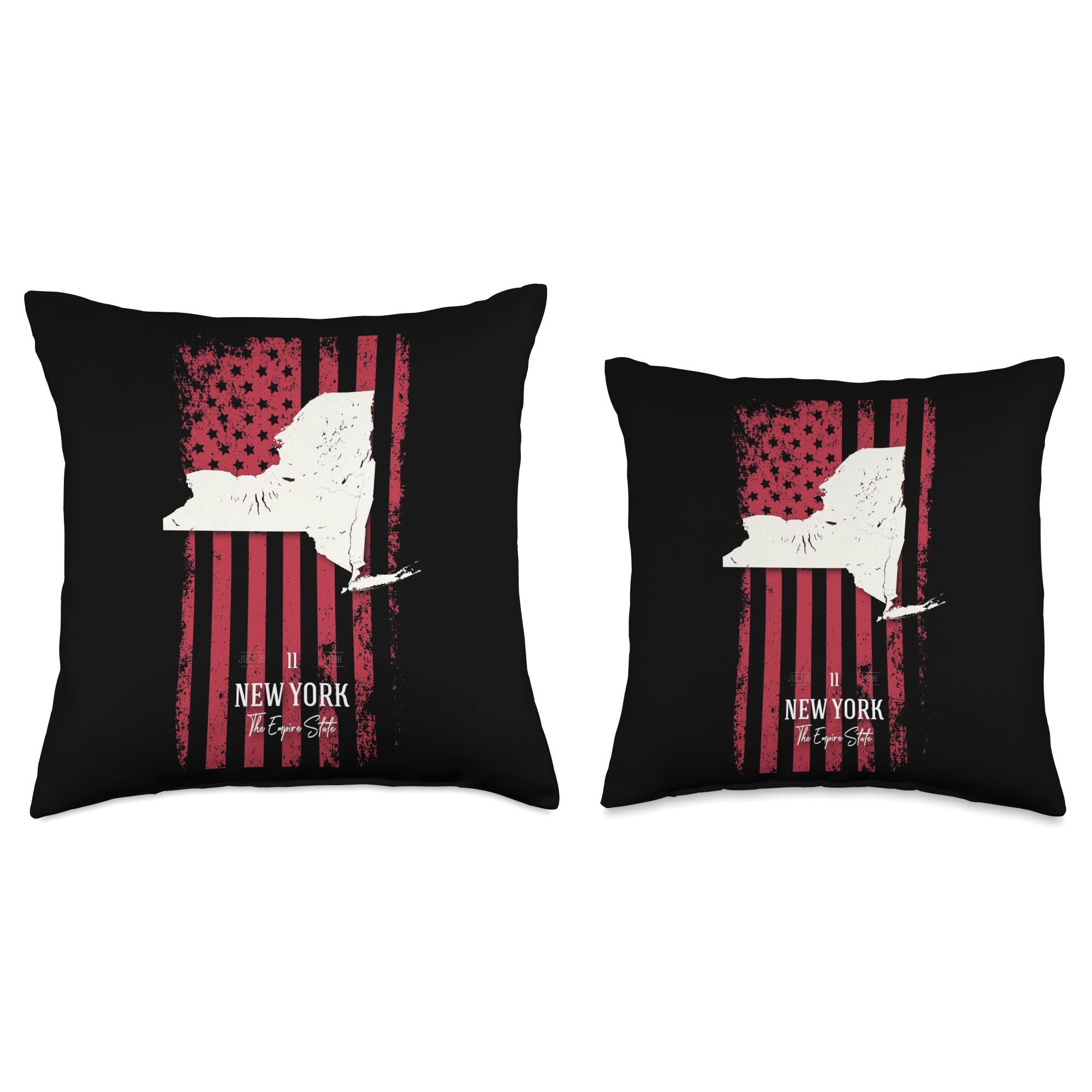 New York State Map USA Throw Pillow, 16x16, Multicolor