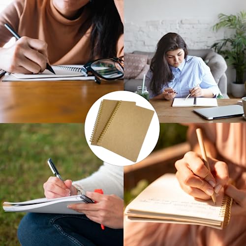 AOU 2-Pack Spiral Dotted Notebooks, A5 Journals With 100gsm Thick Dot Grid Paper, Aesthetic Bullet Dotted Journals with 200 Pages&2 Gel Pens For School&Office Supplies, 8.3"x5.7" (Brown)