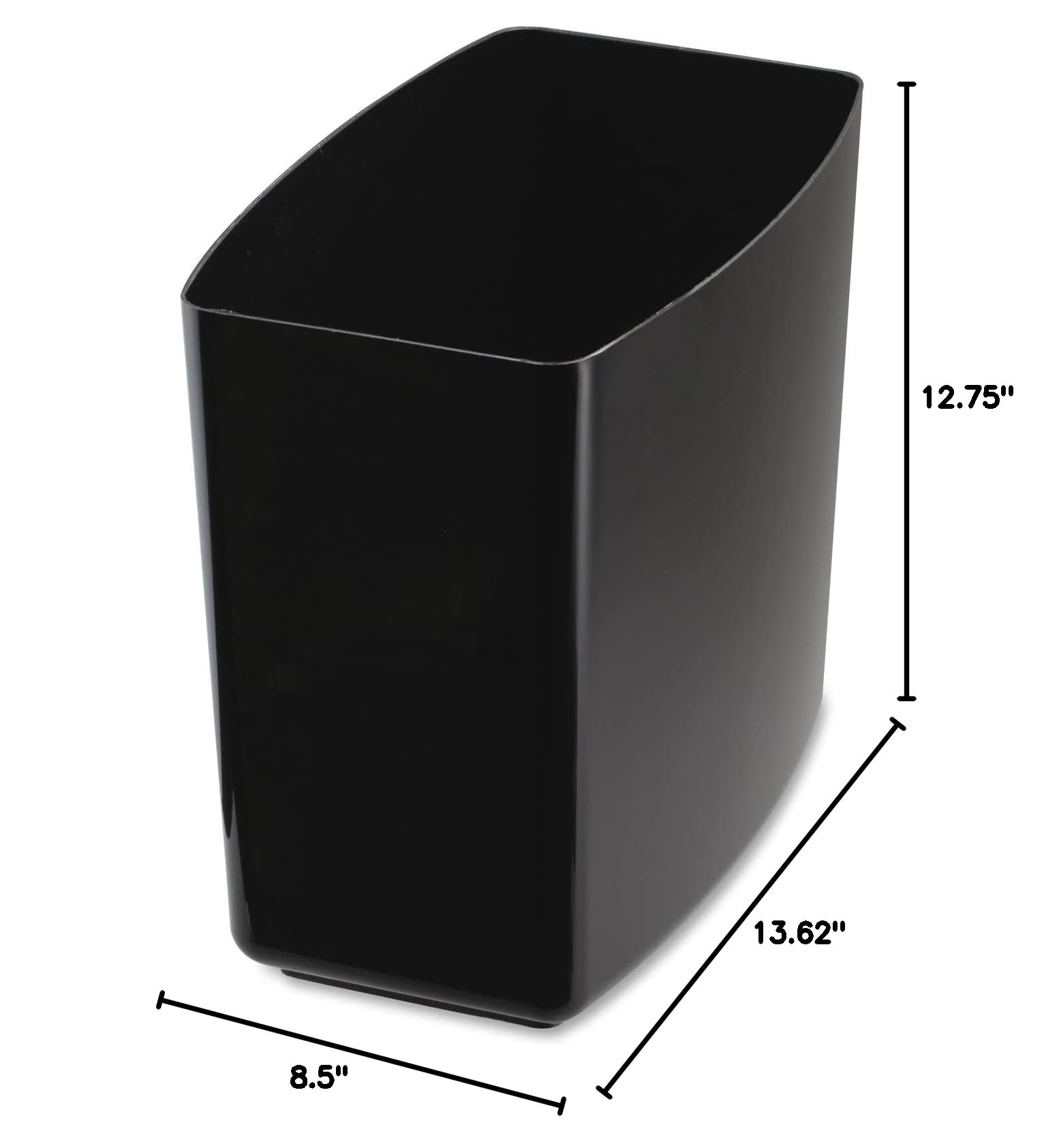 Officemate 2200 Series Executive Waste Basket, 20 Quart Capacity, 13.625 x 8.5 x 12.75 Inches, Black (22262)
