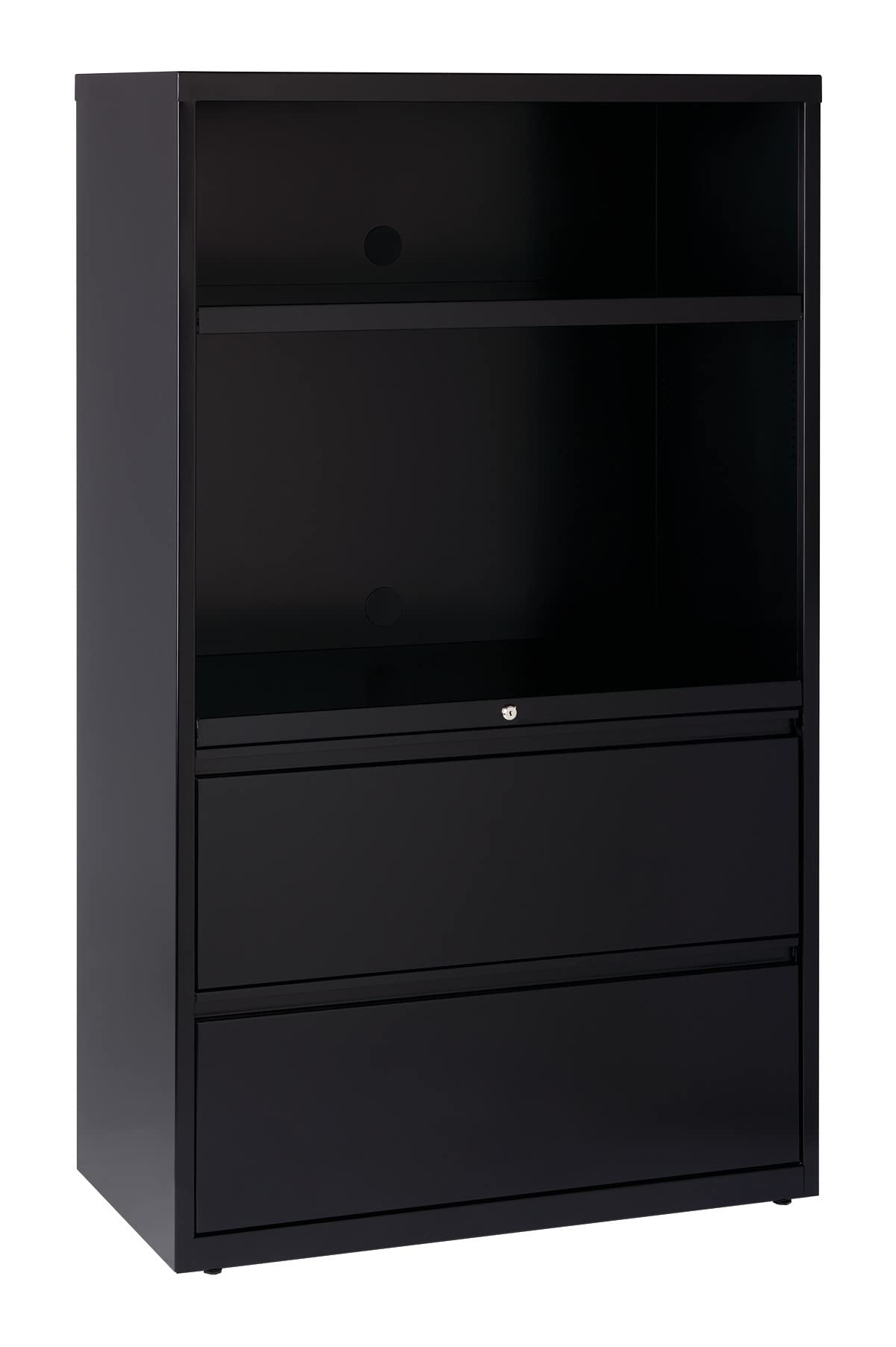 Hirsh Industries Metal Office Filing and Bookcase Storage Cabinet Combo - Black