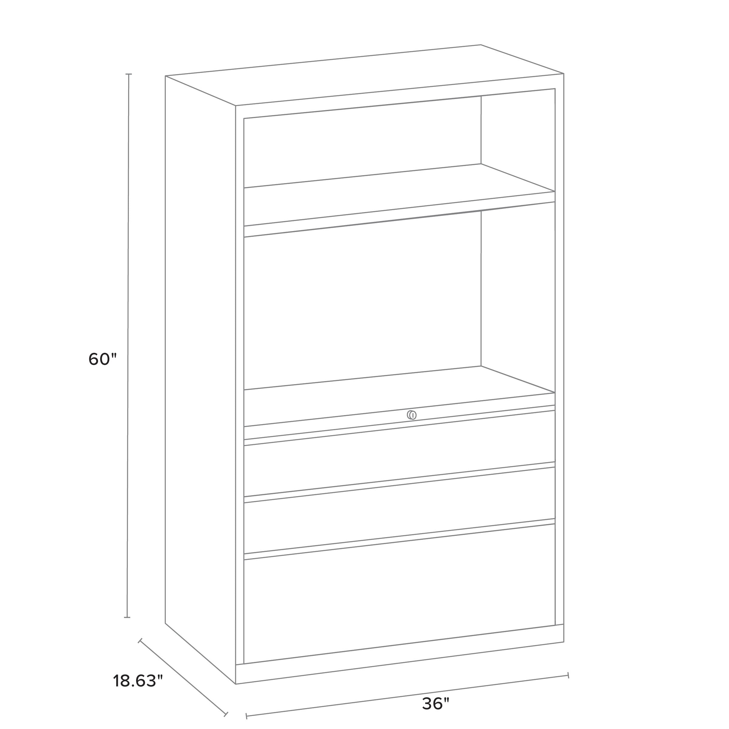 Hirsh Industries Metal Office Filing and Bookcase Storage Cabinet Combo - Black