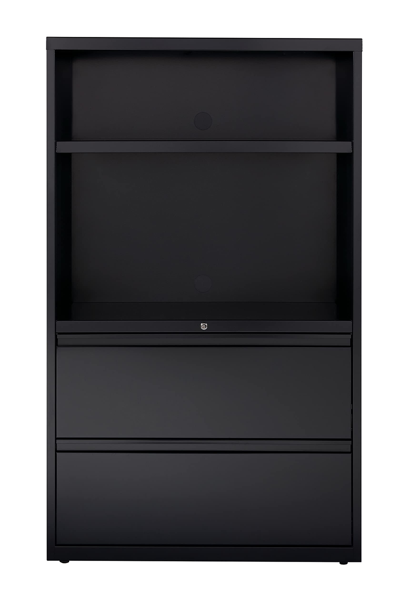 Hirsh Industries Metal Office Filing and Bookcase Storage Cabinet Combo - Black