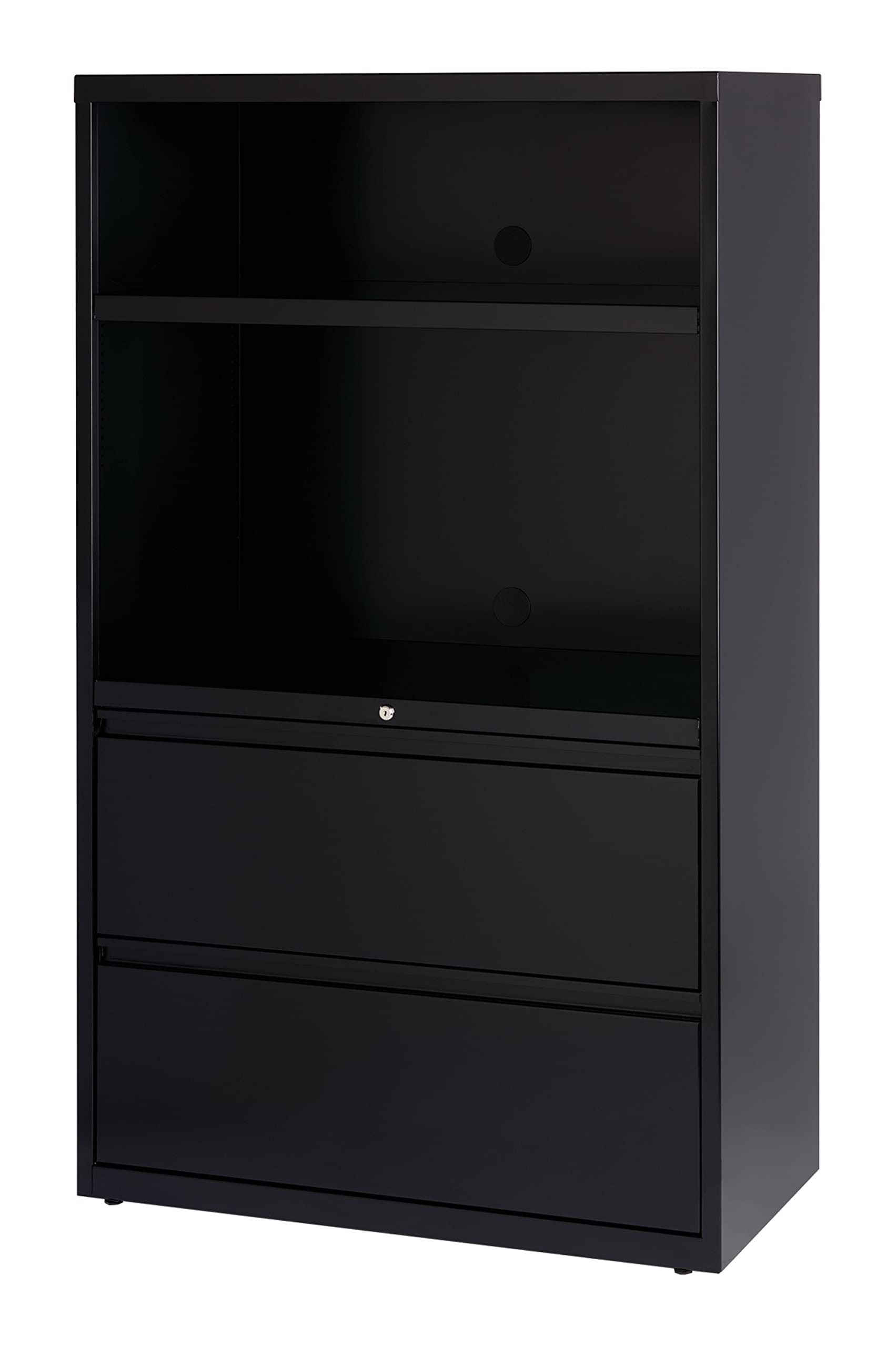 Hirsh Industries Metal Office Filing and Bookcase Storage Cabinet Combo - Black