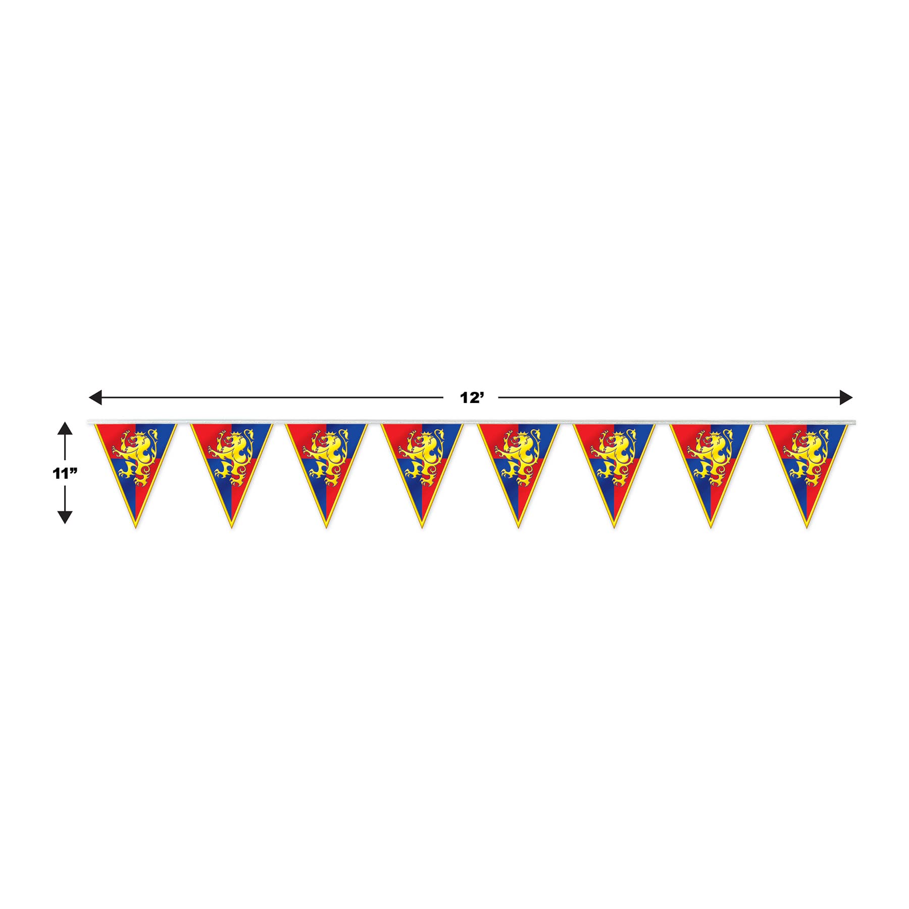 Beistle All Weather Plastic Medieval Fantasy Pennant Banner With Royal Lion Design For Castle Fairytale Theme Birthday Party Decorations
