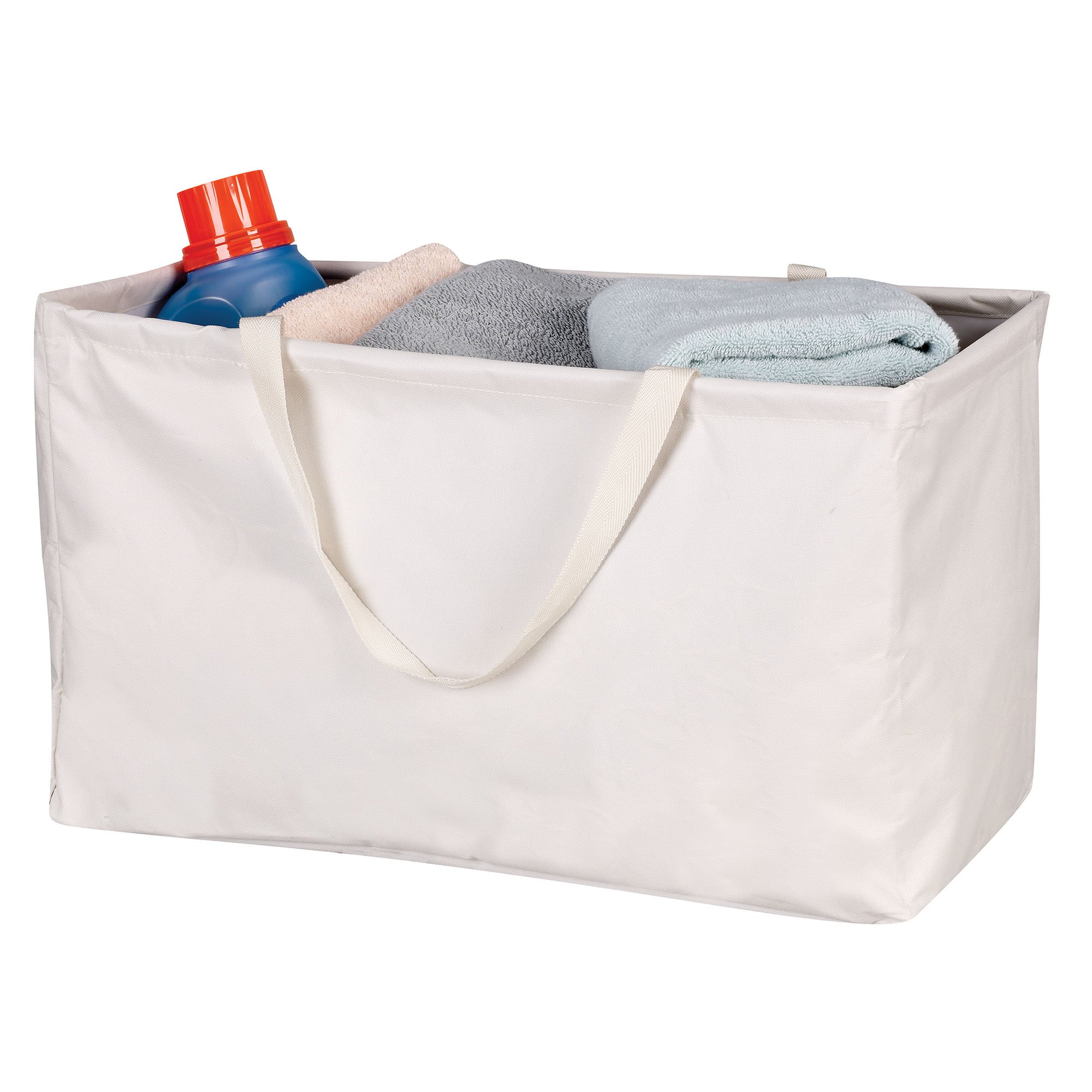 Household Essentials 2213 Krush Canvas Utility Tote | Reusable Grocery Shopping Laundry Carry Bag | Beige, White, Natural