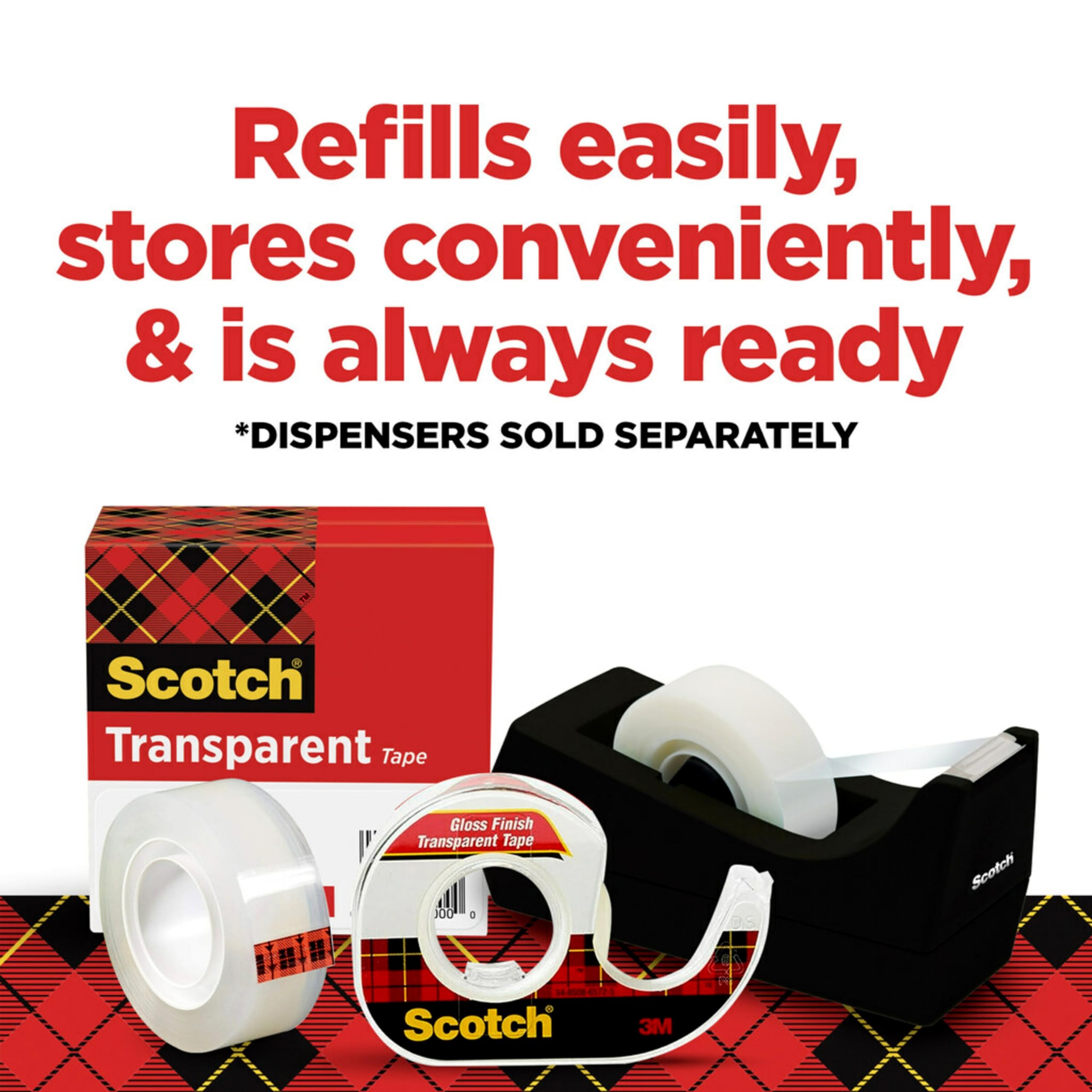 Scotch Transparent Tape, 3/4 in x 1296 in, 6 Boxes (600-6PK)