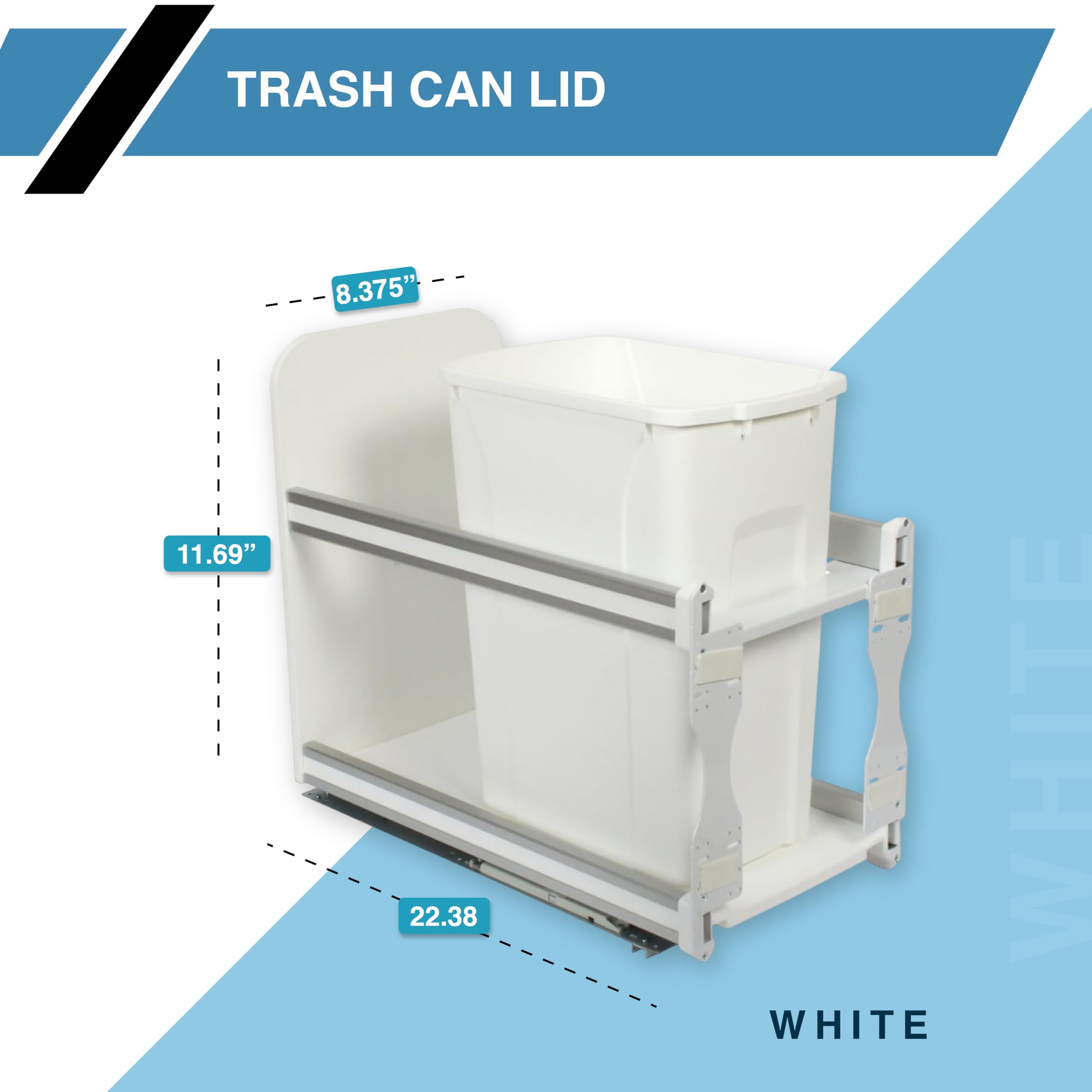 Knape & Vogt QT35LB-WH Trash Can Lid, 1.31-Inch by 14.5-Inch by 9.56-Inch,White