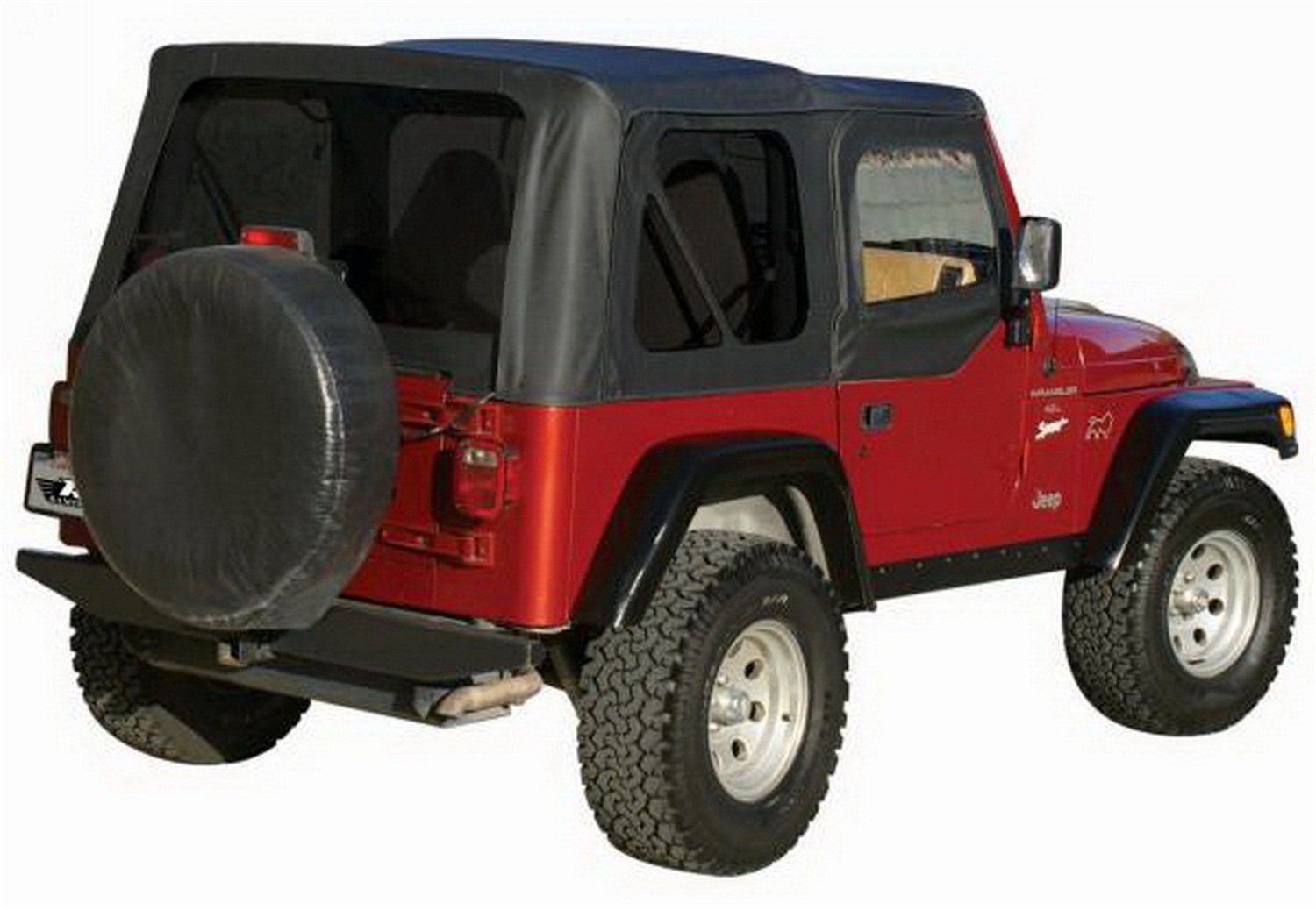 Rampage Complete Soft Top | Vinyl, Black Diamond Color, includes Frame & Hardware | 68335 | Fits 1997 - 2006 Jeep Wrangler TJ, with Soft Upper Doors