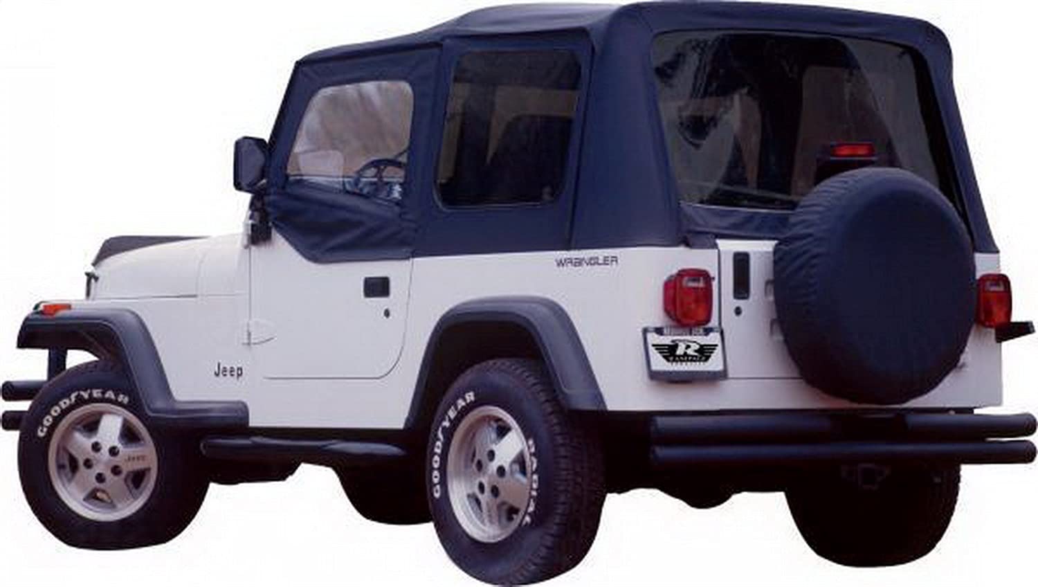Rampage Complete Soft Top | Vinyl, Black Diamond Color with Tinted Windows, includes Frame & Hardware | 68215 | Fits 1987 - 1995 Jeep Wrangler YJ, with Soft Upper Doors