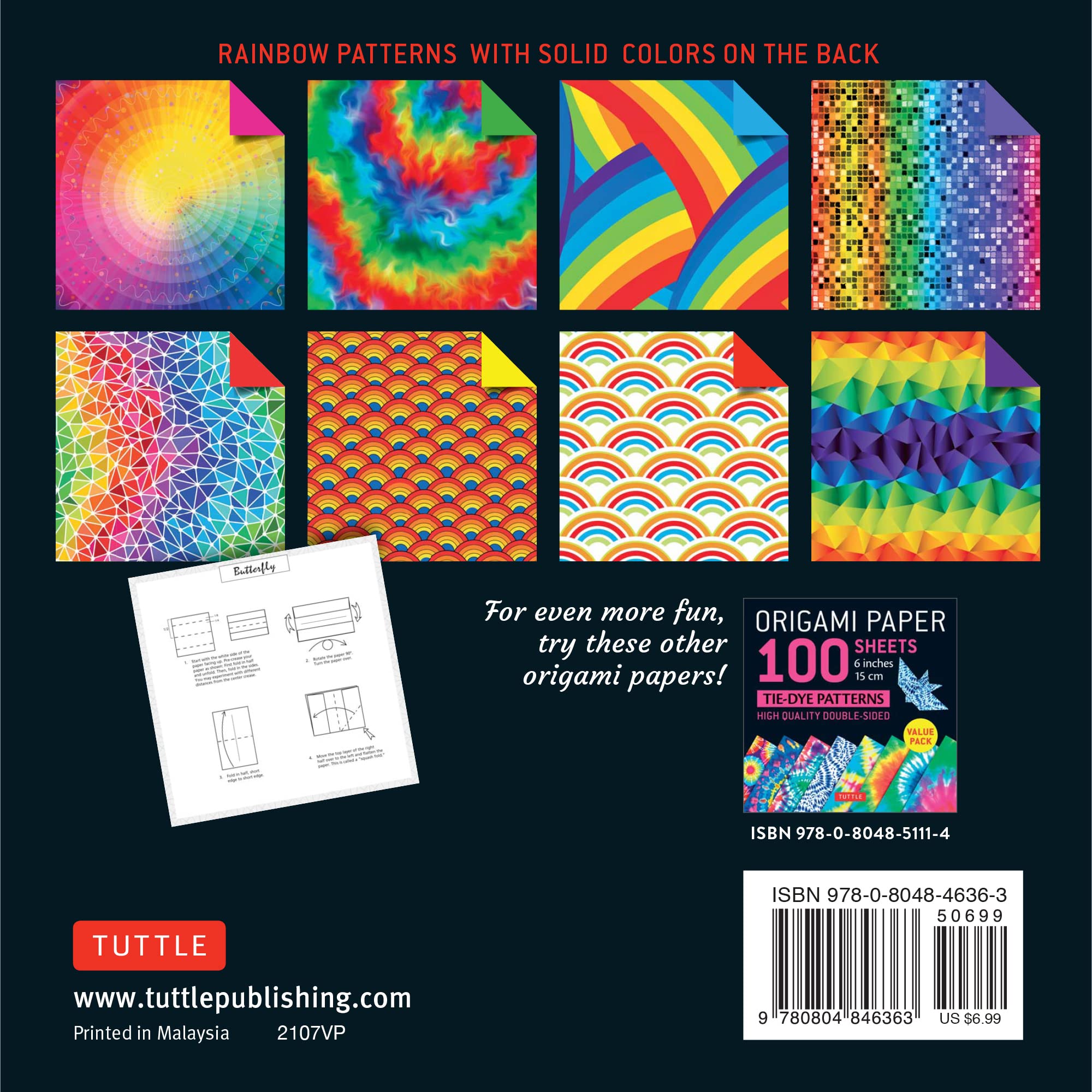 Origami Paper 100 Sheets Rainbow Patterns 6" (15 cm): Tuttle Origami Paper: Double-Sided Origami Sheets Printed with 8 Different Patterns (Instructions for 7 Projects Included)