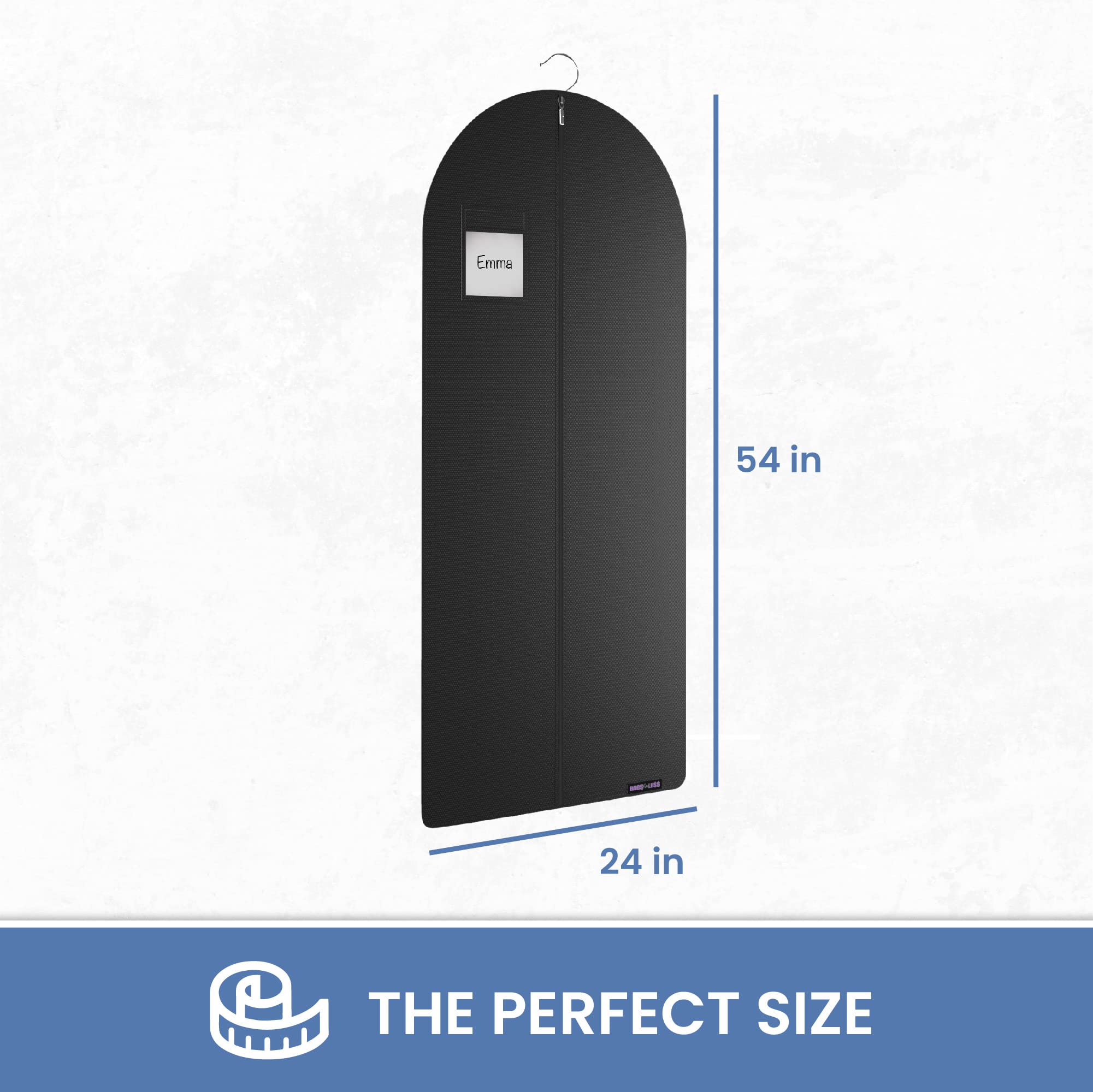 Black Garment Bag for Travel and Storage with Zipper for Suits Tuxedos Dresses and Coats 24 inch x 40 inch