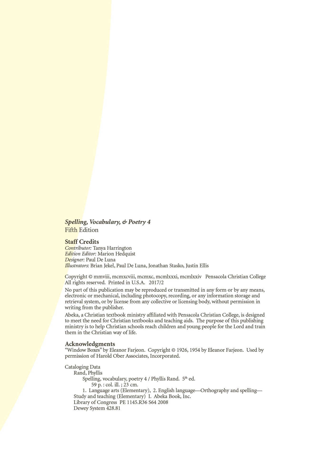 Spelling, Vocab, Poetry 4