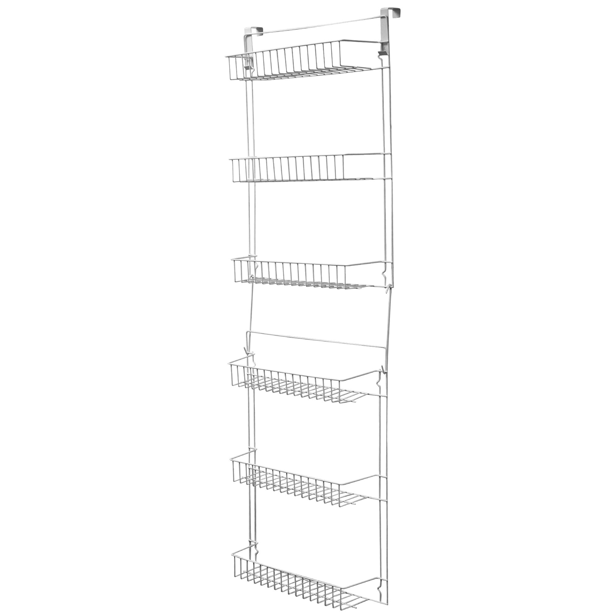 Lavish Home (White) 6-Tier Adjustable Pantry Shelves and Door Rack for Home Organization and Storage, (L) 19β x (W) 5β x (H) 56-64"