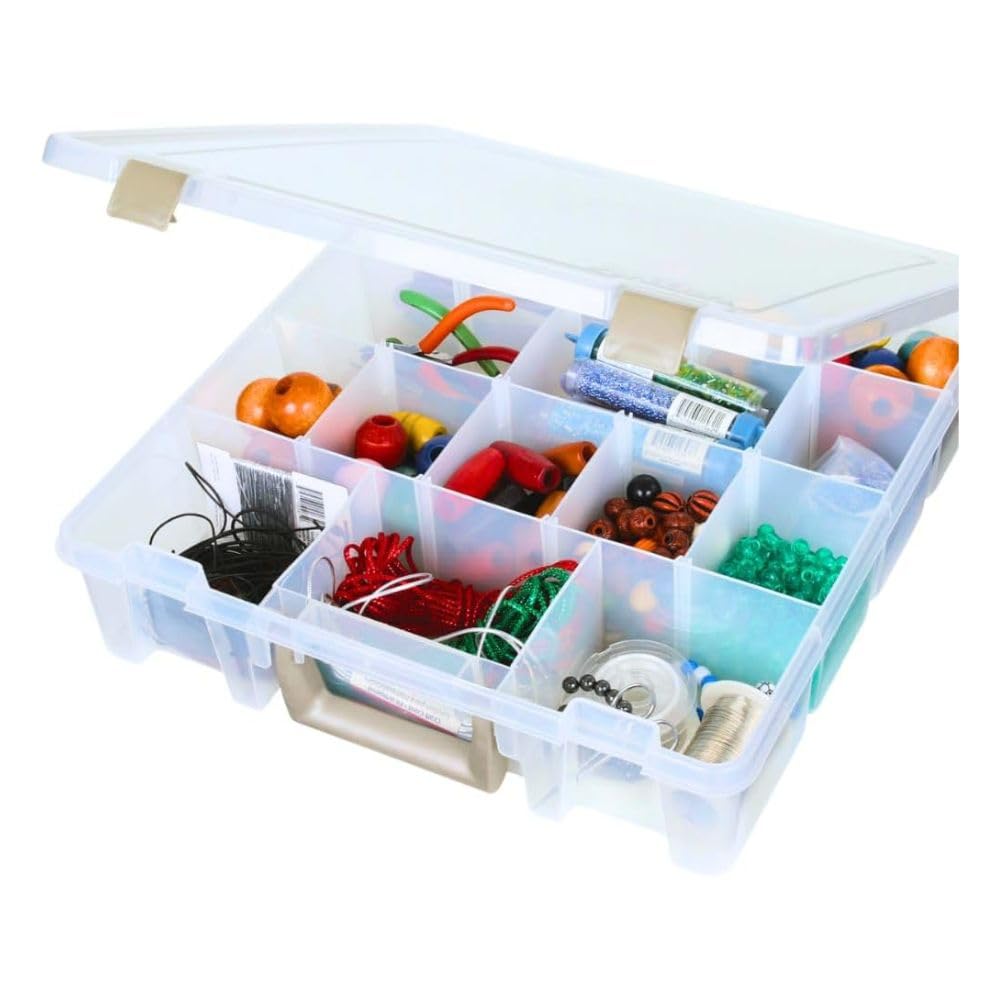 ArtBin 9007AB Super Satchel with Removable Dividers, Portable Art & Craft Organizer with Handle, [1] Plastic Storage Case, Clear