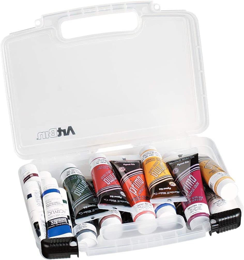 ArtBin 8014AB 14 Inch Quick View Carrying Case - 14 in. x 3.375 in. x 10.25 in., Lockable Art and Craft Supply Storage with Latches and Handles, Portable, Clear