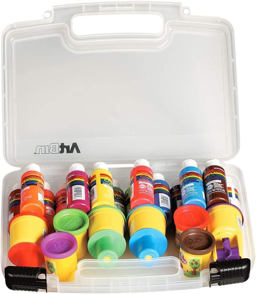 ArtBin 8014AB 14 Inch Quick View Carrying Case - 14 in. x 3.375 in. x 10.25 in., Lockable Art and Craft Supply Storage with Latches and Handles, Portable, Clear