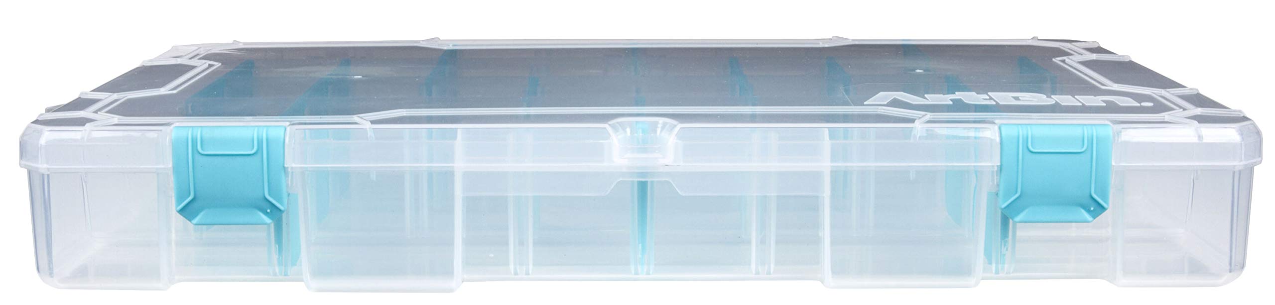 ArtBin 6857AG Large Anti-Tarnish Box with Removable Dividers, Jewelry & Craft Organizer with Anti-Tarnish Technology, [1] Plastic Storage Case, Clear with Aqua Accents