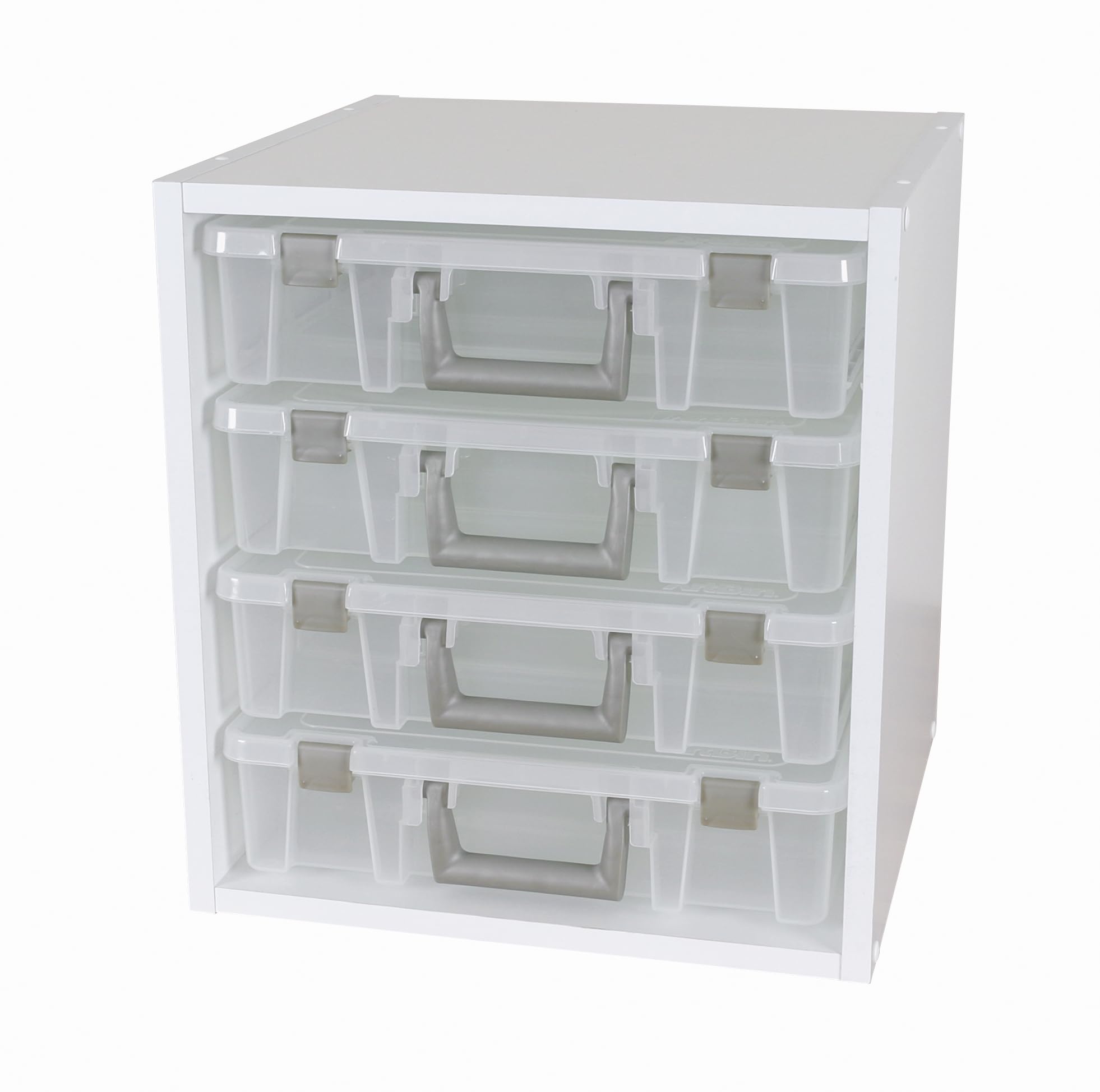 ArtBin 6855SC Super Satchel Cube - 15.5 x 16.75 x 15.625 in. Arts and Crafts Supply Storage with Pre-Drilled Holes, 6 Rail Set, Customizable, White