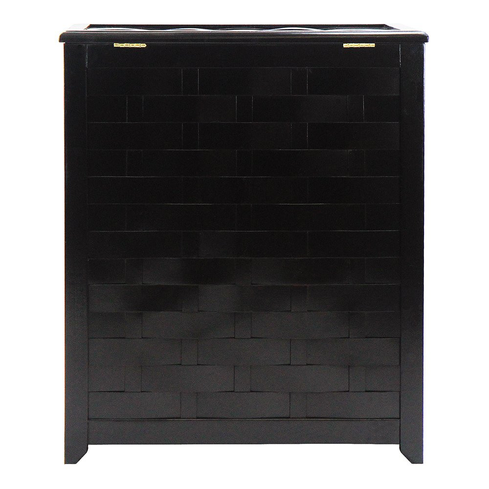 Oceanstar BHV0100MH Bowed Front Veneer Laundry Wood Hamper, Dark Mahogany Finished