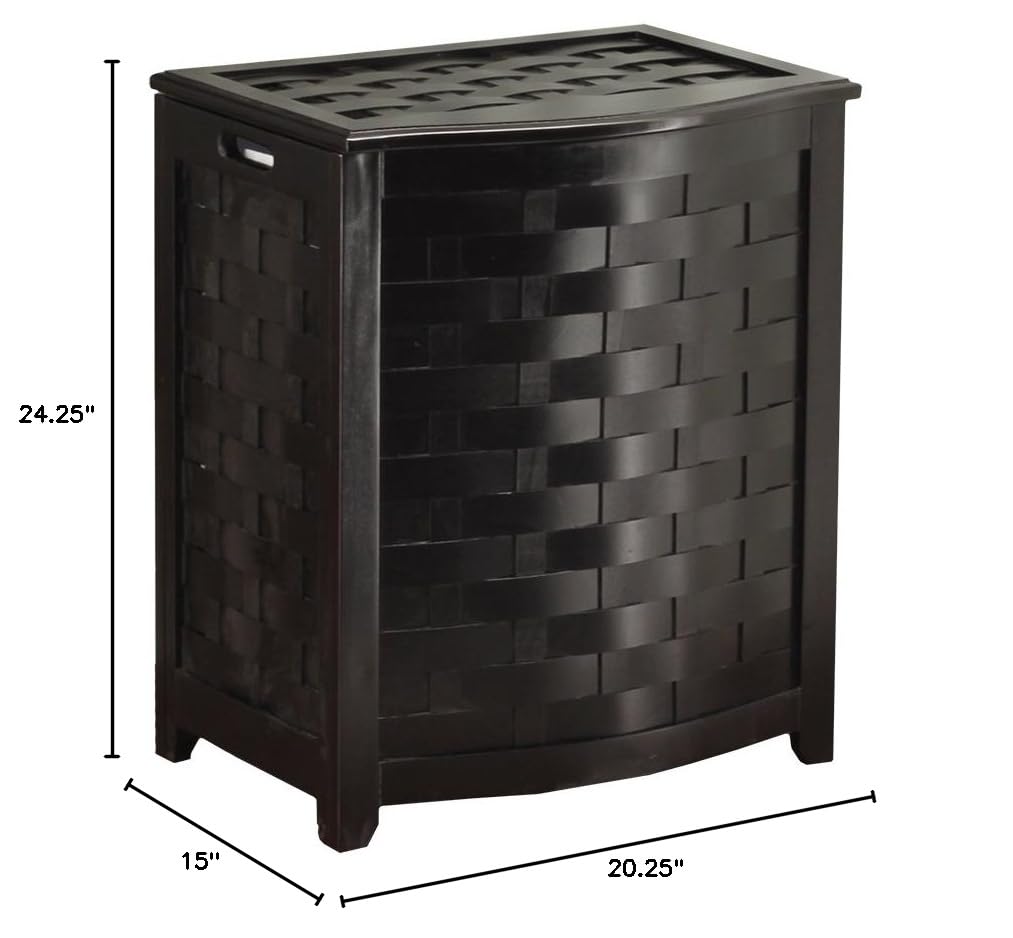 Oceanstar BHV0100MH Bowed Front Veneer Laundry Wood Hamper, Dark Mahogany Finished