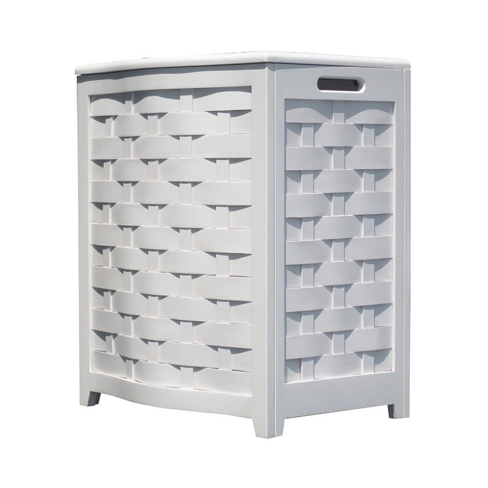 Oceanstar BHV0100W Bowed Front Veneer Laundry Wood Hamper, White Finished