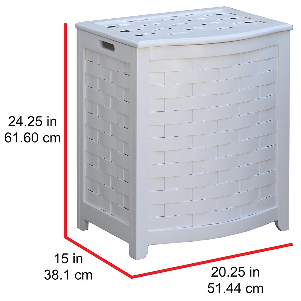 Oceanstar BHV0100W Bowed Front Veneer Laundry Wood Hamper, White Finished