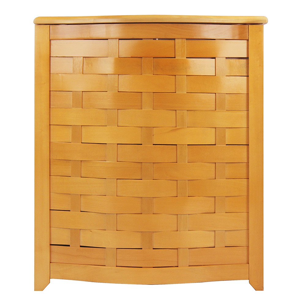 Oceanstar BHV0100N Bowed Front Veneer Laundry Wood Hamper, Natural Finished