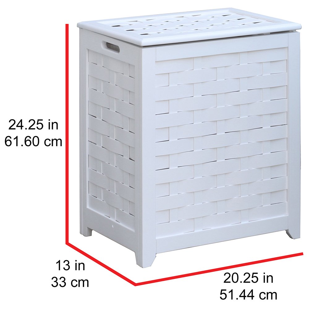 Oceanstar RHV0103W Rectangular Veneer Laundry Wood Hamper, White Finished