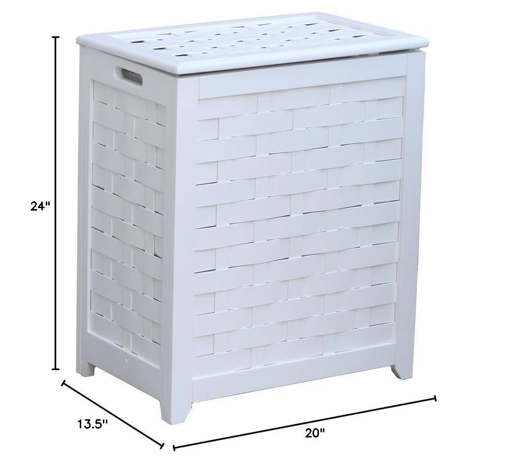 Oceanstar RHV0103W Rectangular Veneer Laundry Wood Hamper, White Finished