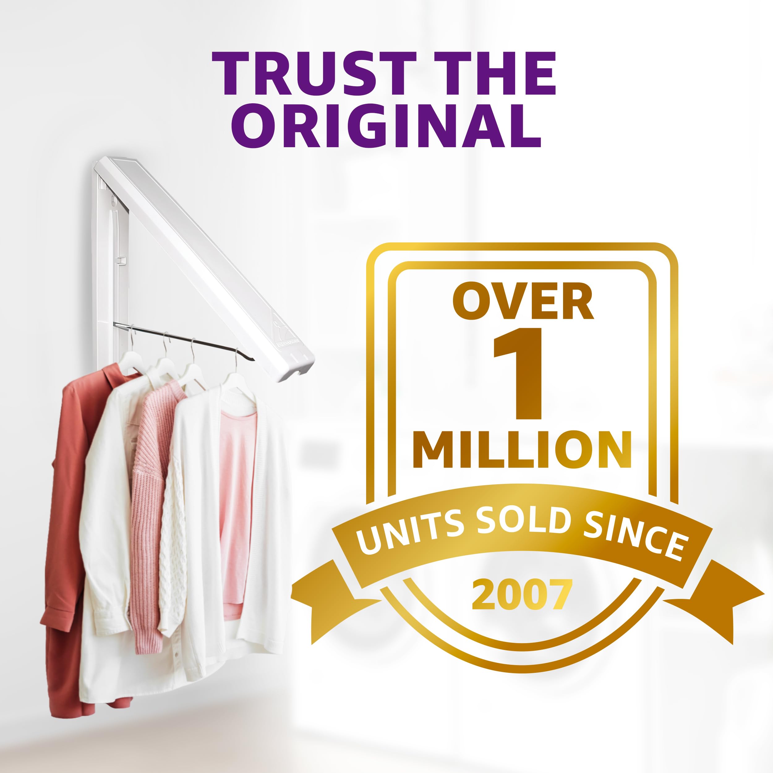 InstaHanger Closet Organizer, The Original Folding Drying Rack, Wall Mount, Includes "Over Door Bracket" For 1 3/8" Thick Doors Only