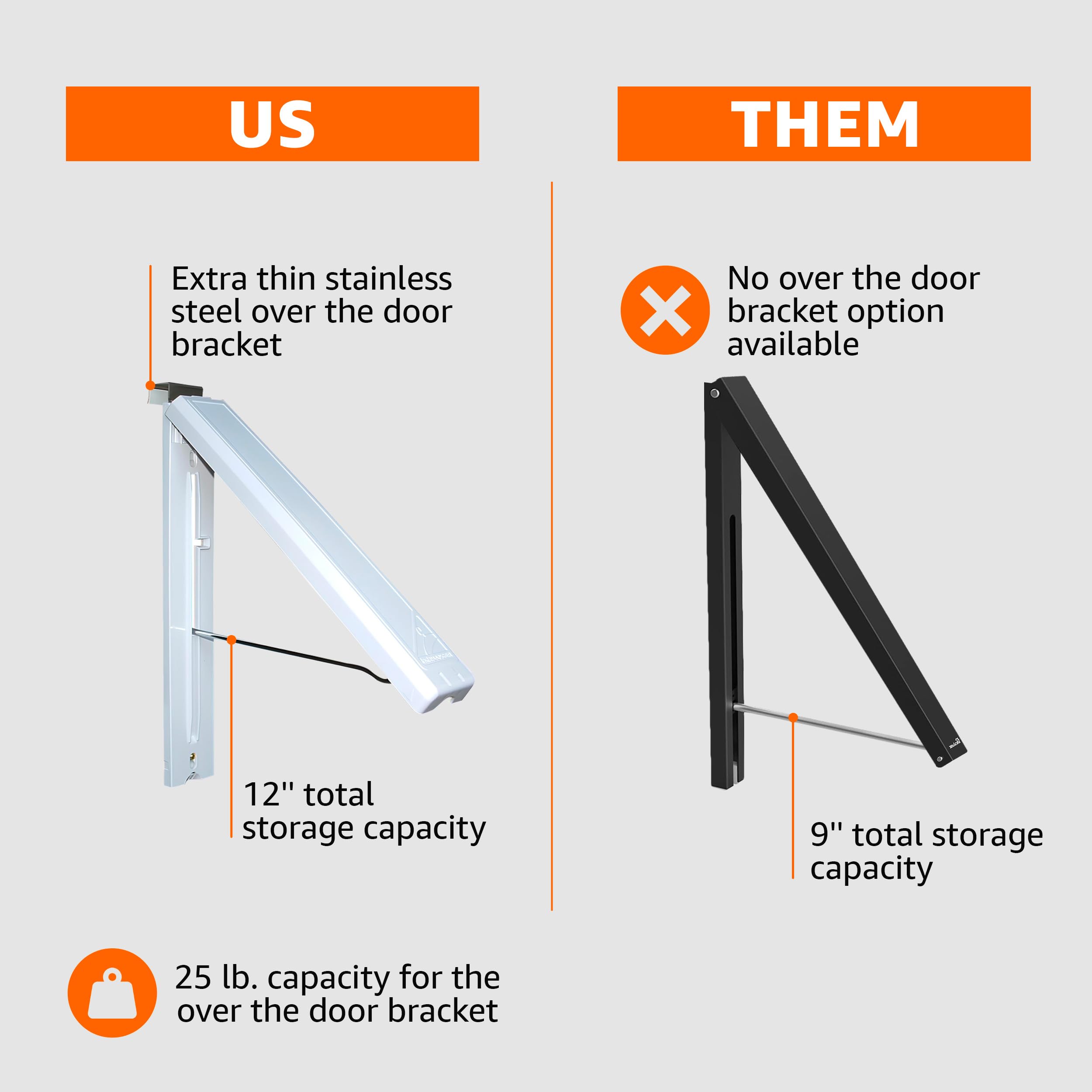 InstaHanger Closet Organizer, The Original Folding Drying Rack, Wall Mount, Includes "Over Door Bracket" For 1 3/8" Thick Doors Only