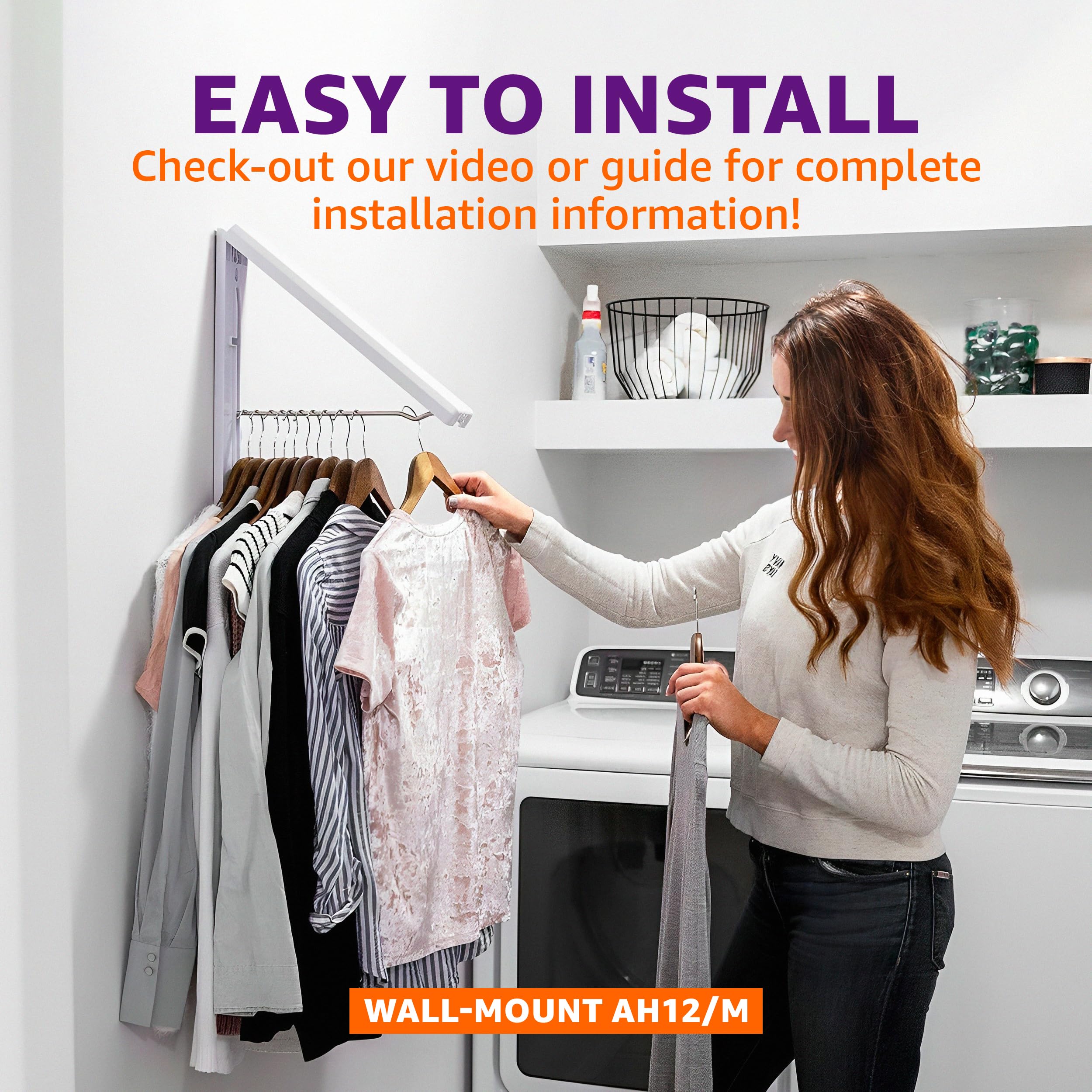 InstaHanger Closet Organizer, The Original Folding Drying Rack, Wall Mount, Includes "Over Door Bracket" For 1 3/8" Thick Doors Only